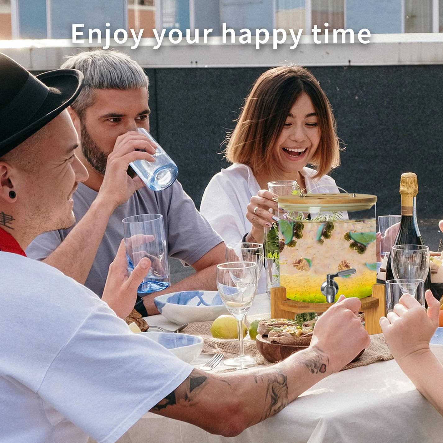 L'ÉPICÉA Leak-Proof Glass Drink Dispenser 1.5 Gal – Spill-Free Party B