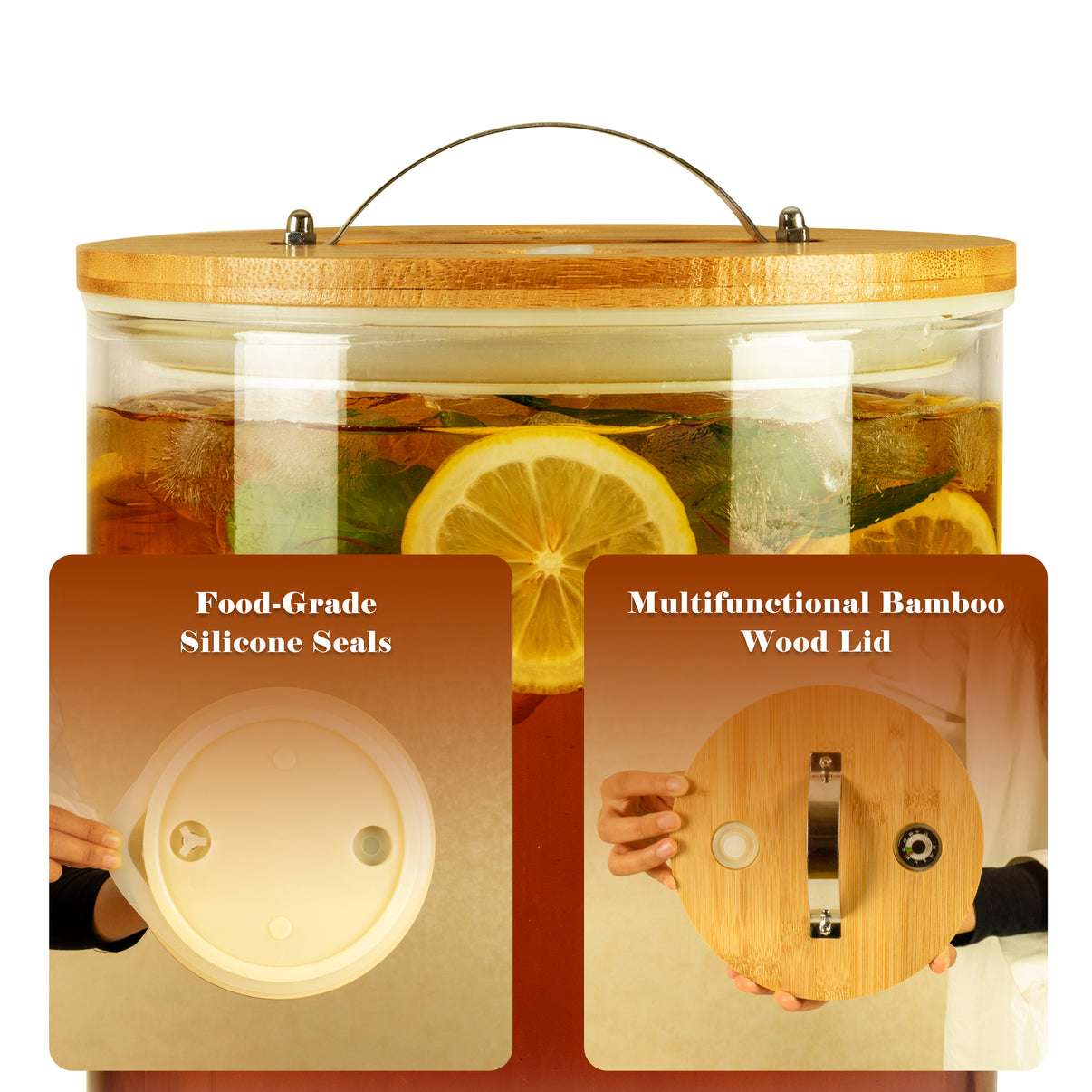 L'ÉPICÉA Leak-Proof Glass Drink Dispenser 1.5 Gal –Crystal-Clear Glass